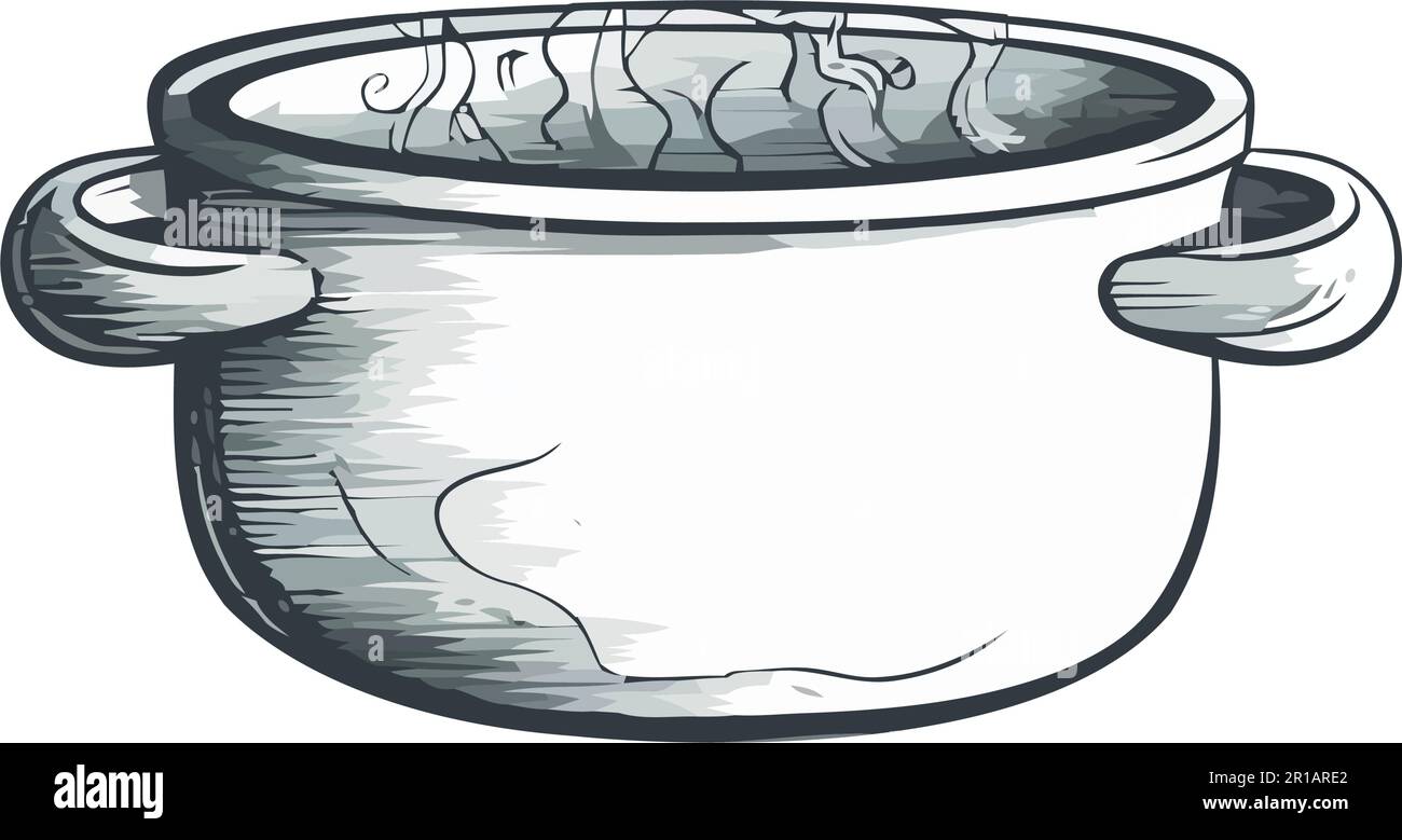 Soup boiling in earthenware casserole, kitchen icon Stock Vector Image ...