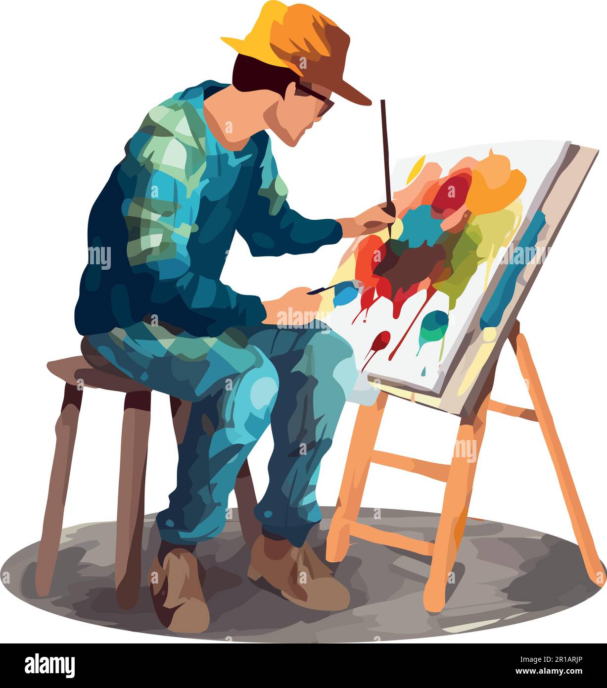 Artist man working on Stock Vector Images - Alamy
