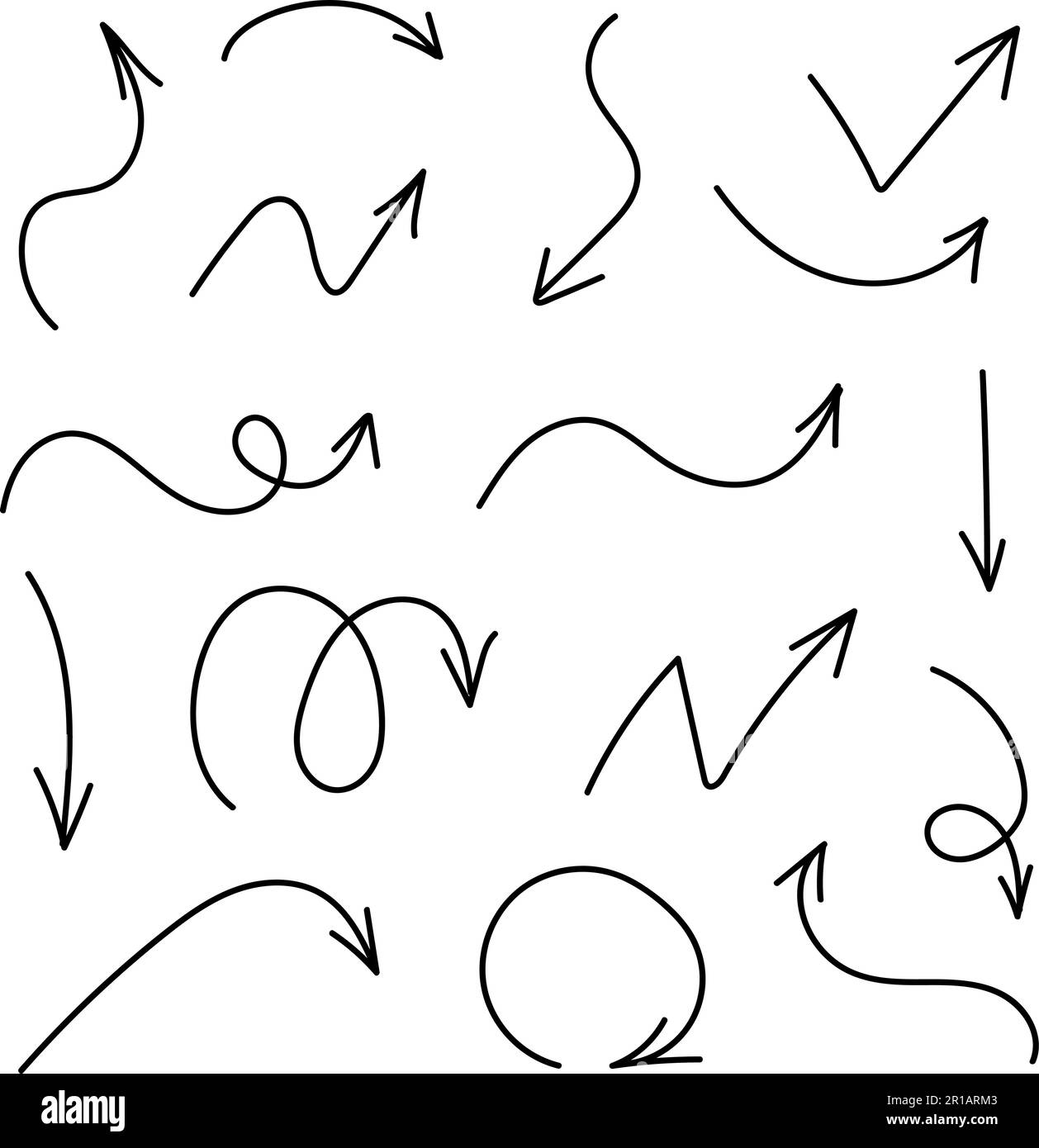 A set of hand-drawn arrows. Black vector elements with arrows drawn by ...