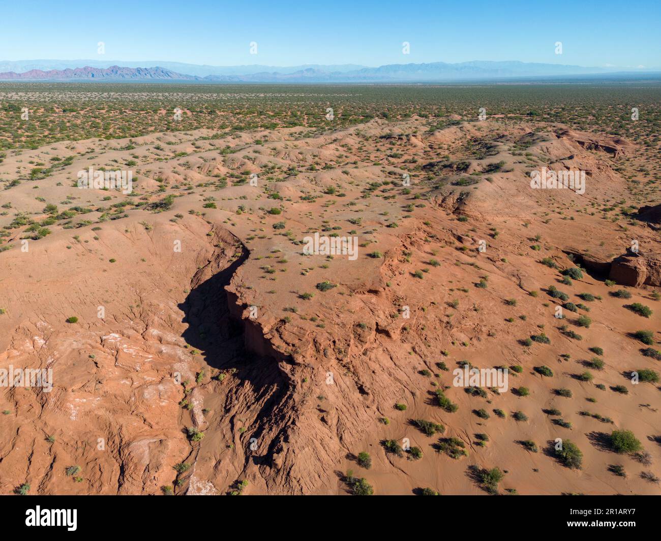 Aerial view of Ischigualasto Provincial Park in San Juan Province ...