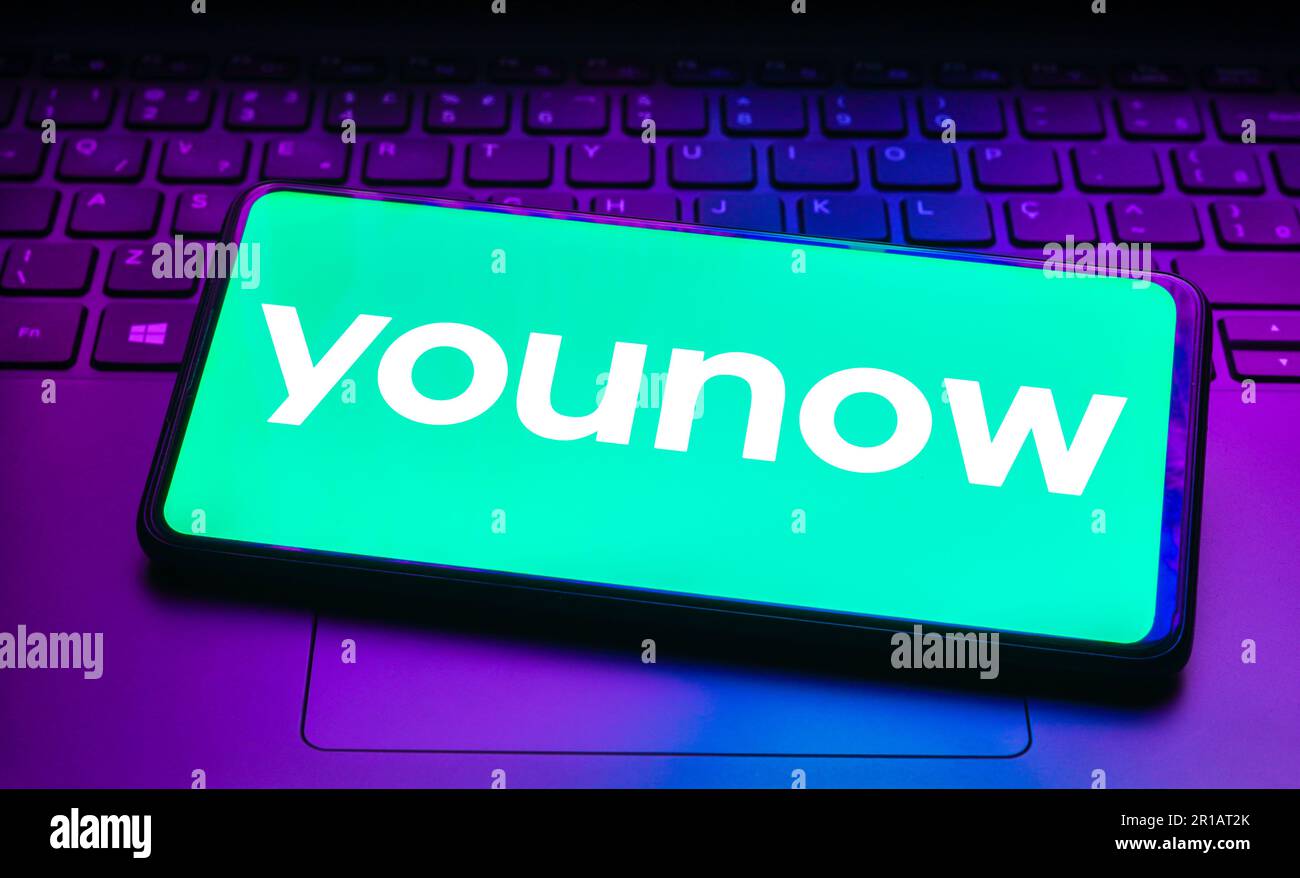 In this photo illustration, the YouNow logo is displayed on a ...