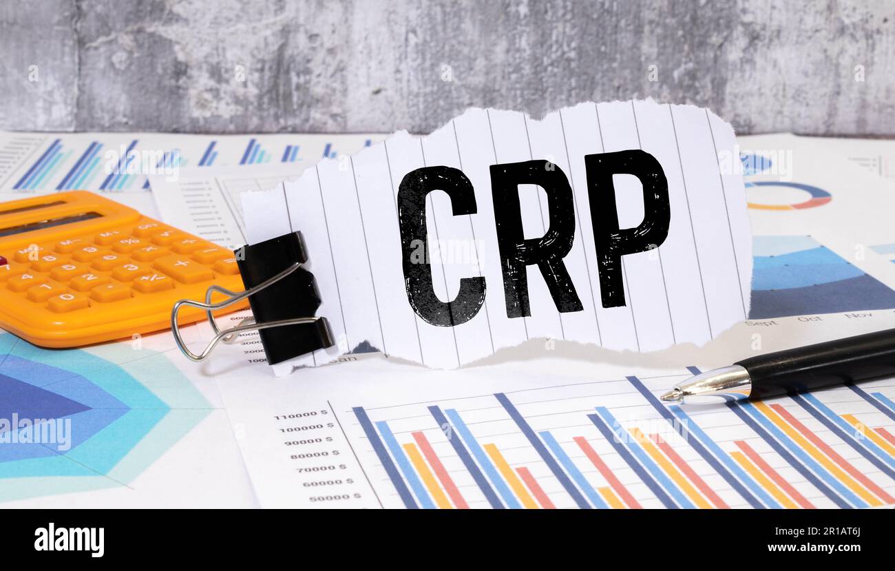 Card with text SRP on hand. Concept words SRP Business concept, copy ...