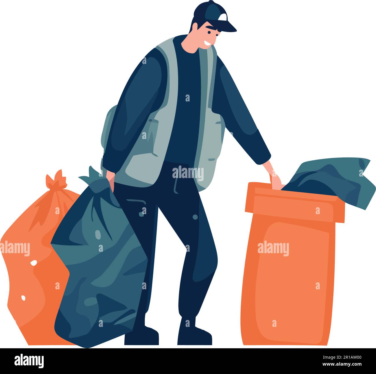 Man character putting garbage in container Stock Vector Image & Art - Alamy