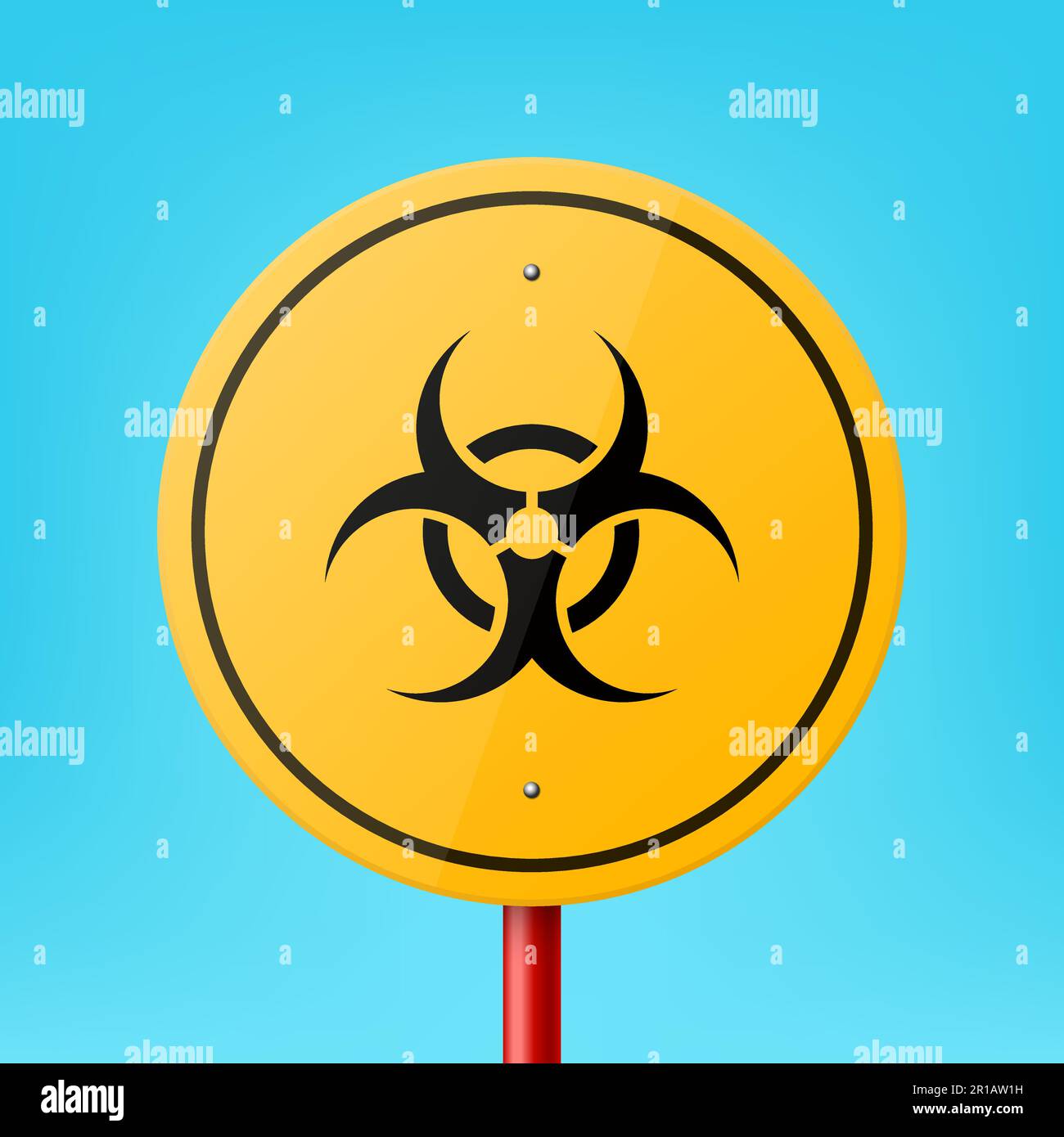 Vector Yellow Round Road Sign Frame with Biohazard, Radiation Sign ...