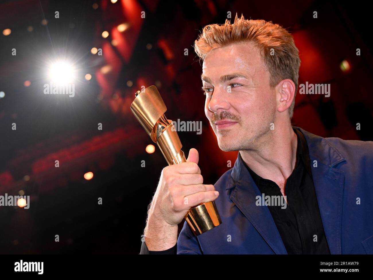 Berlin, Germany. 12th May, 2023. Albrecht Schuch, actor, holds the ...