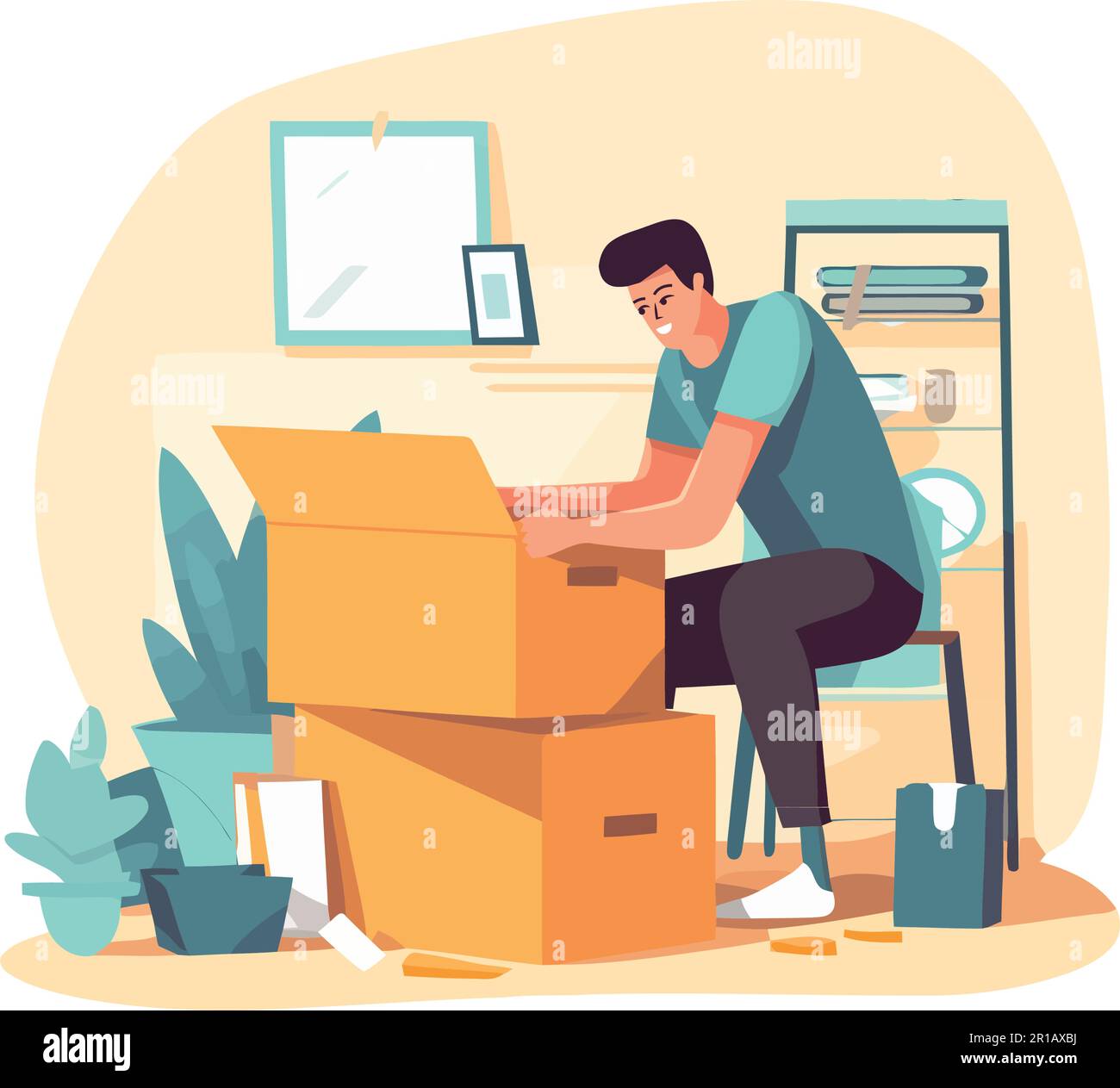 Male opening package Stock Vector Images - Alamy