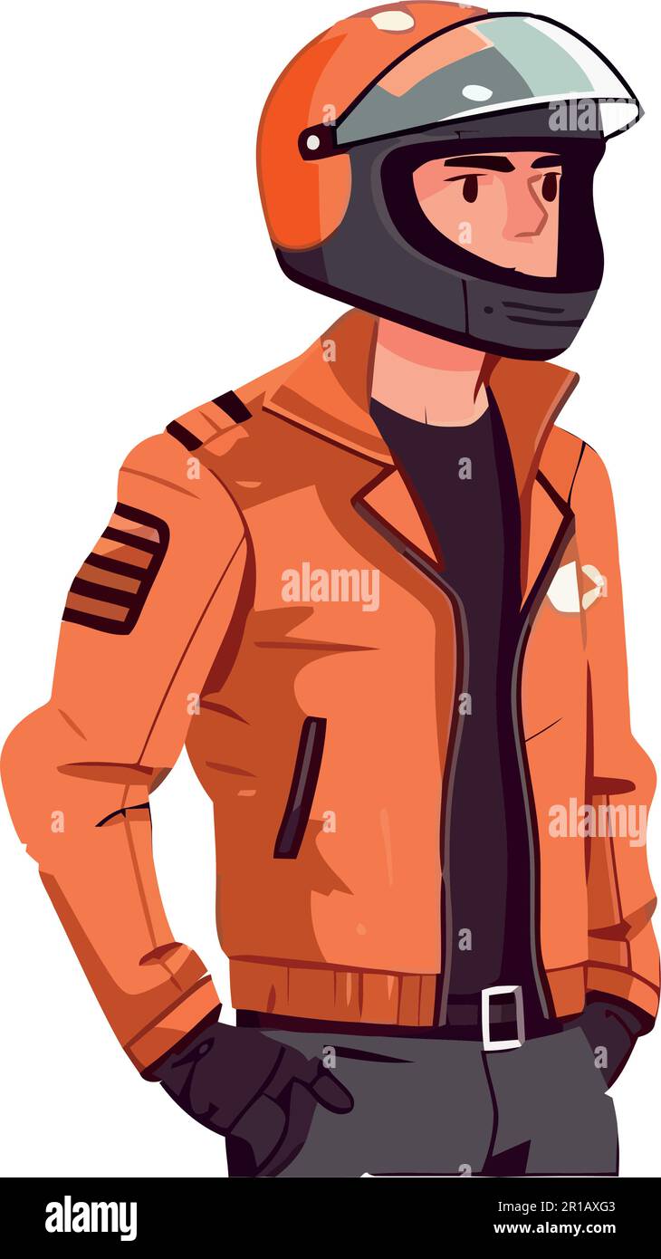 Motorcyclist wears helmet Stock Vector Images - Alamy