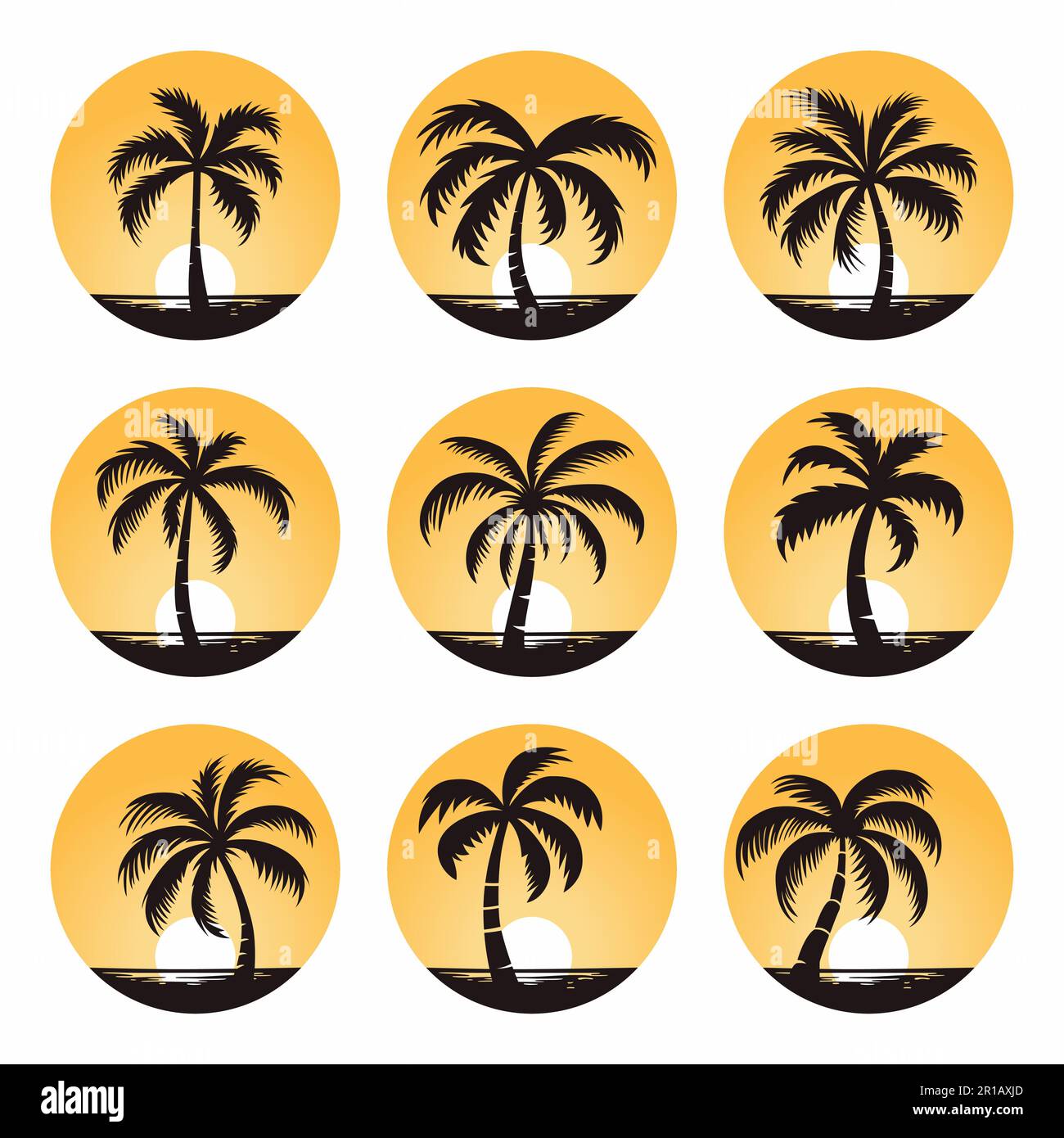 Palm Tree Sunset Silhouette Clip Art