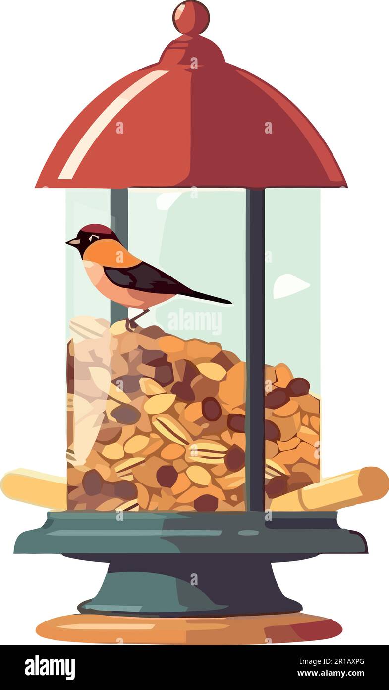 Cute cartoon bird eating seed on branch Stock Vector Image & Art - Alamy