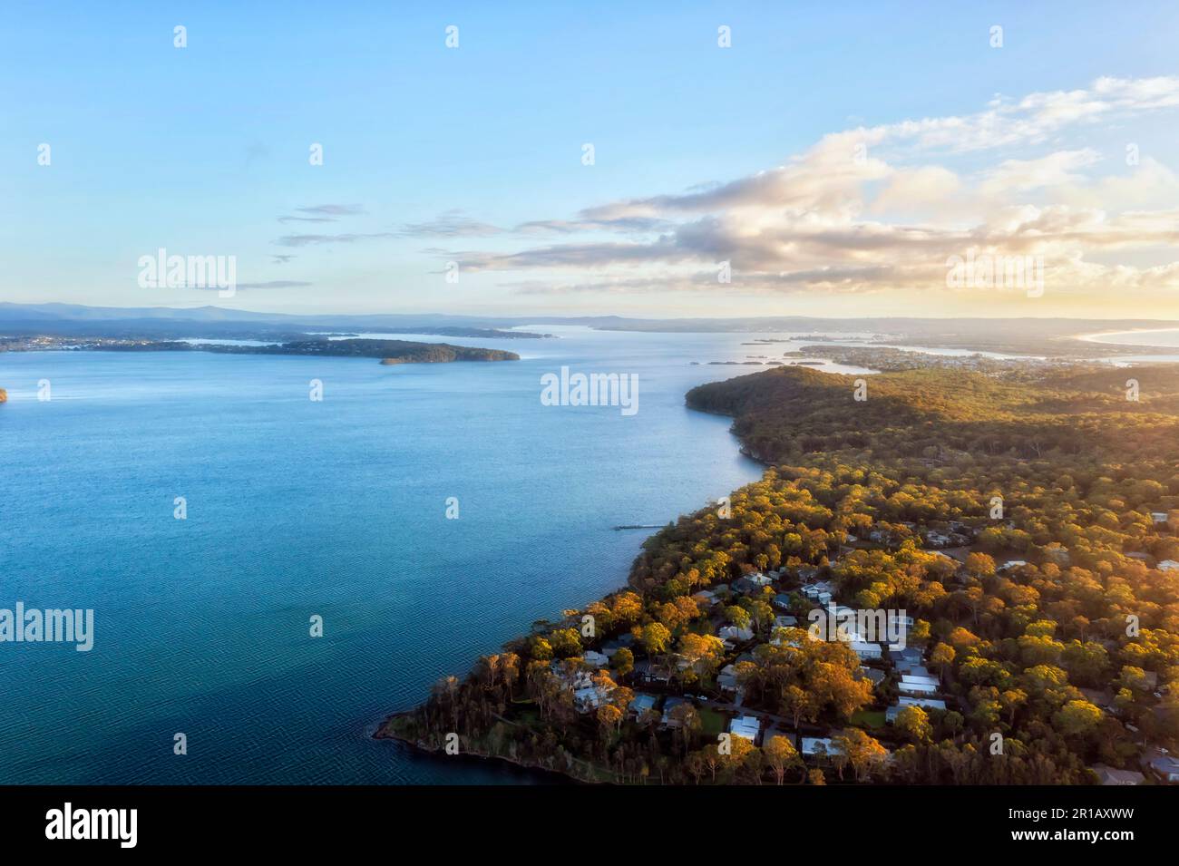 Lakeshore of Lake Macquarie in Australia on Pacific coast from Murrays ...