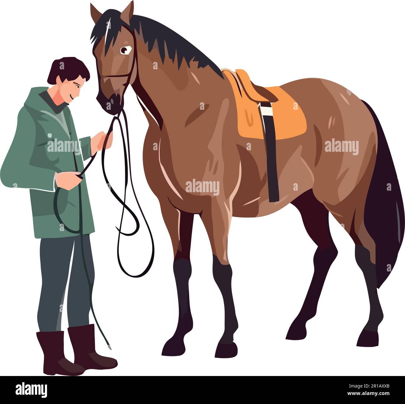 Young man rider horse Stock Vector Images - Alamy