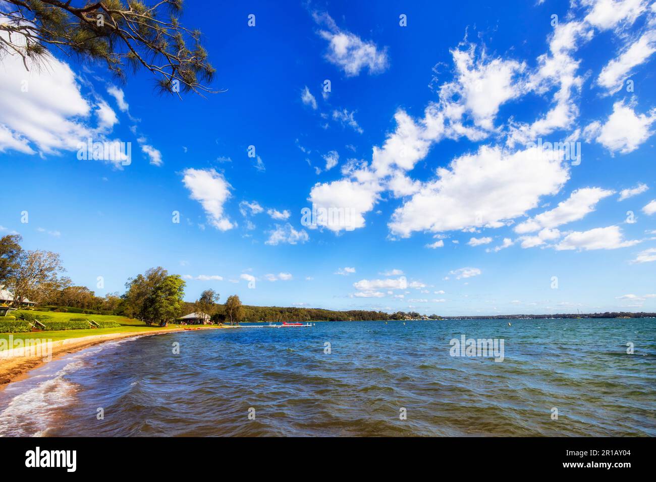 Lake Macquarie waters at Murrays beach resort coastal lakeshore town in ...