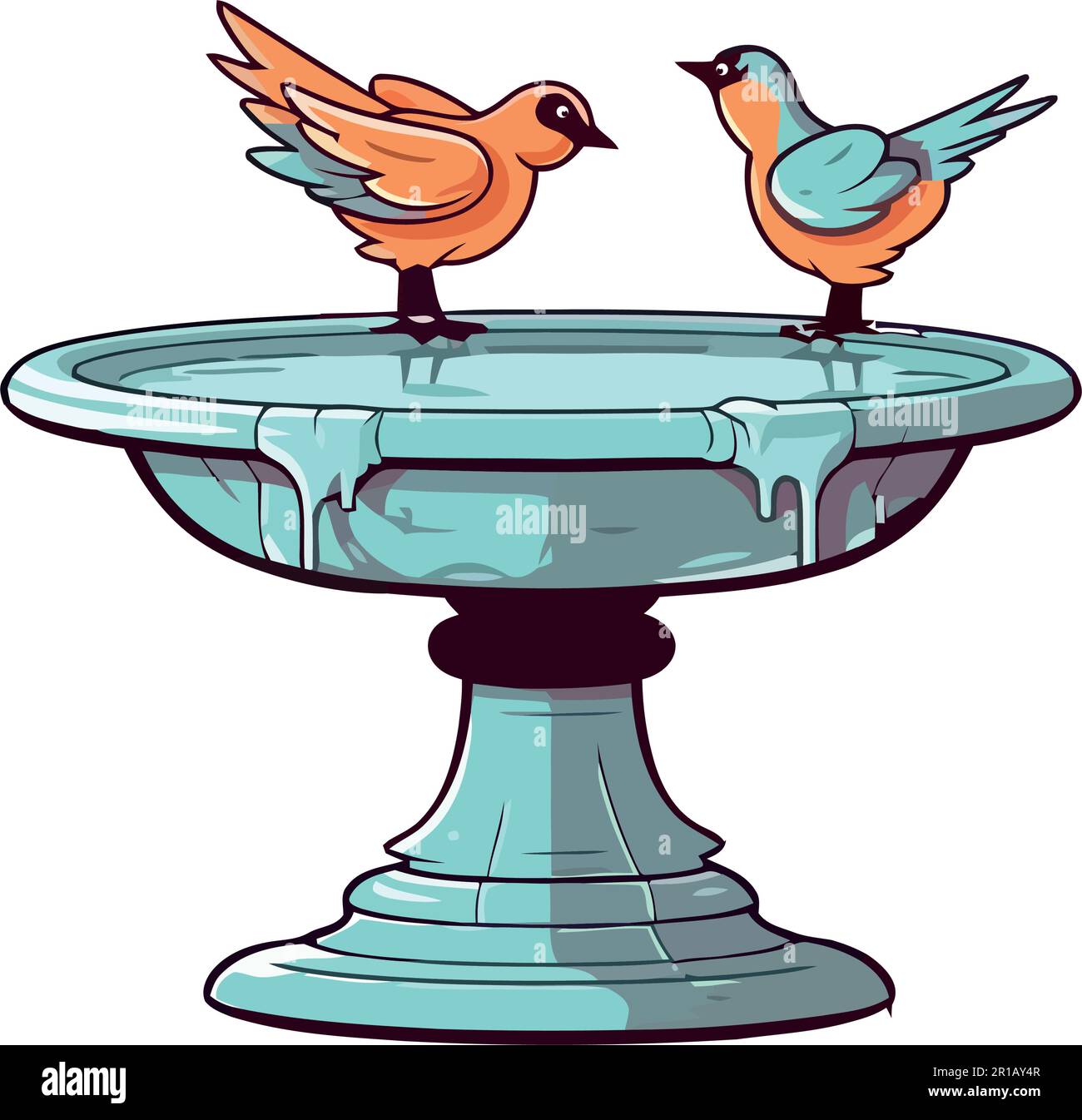 Bird Water Fountain Cartoon