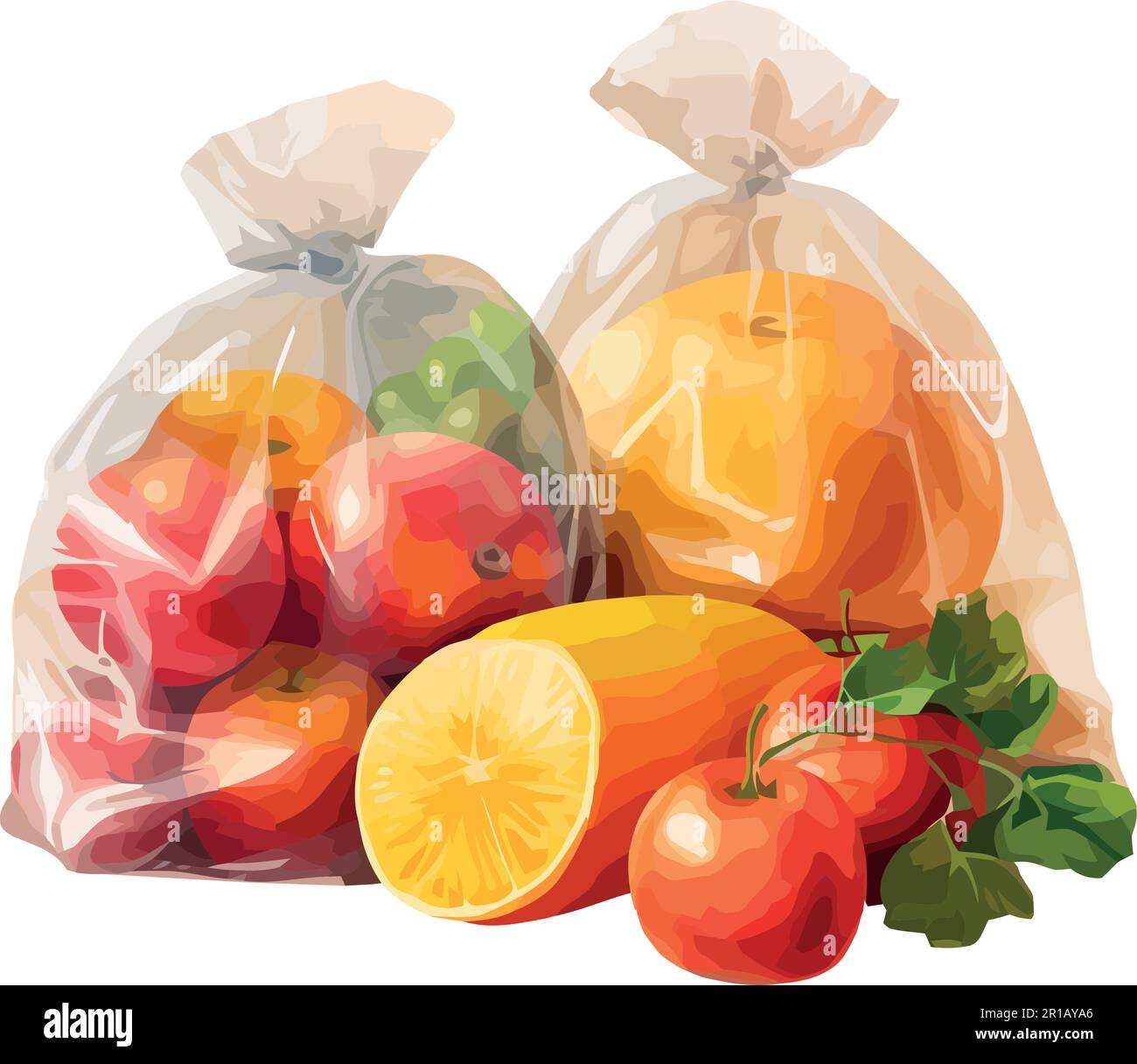 Fresh fruits in a plastic bags Stock Vector Image & Art - Alamy