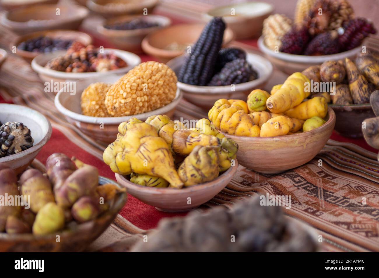 A bunch of Peruvian Vegetables in bowls Stock Photo - Alamy