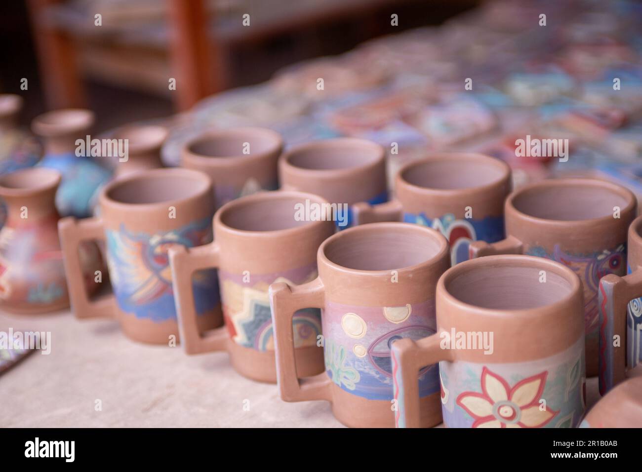 Handcrafted Peruvian Cups ready to be sold Stock Photo - Alamy
