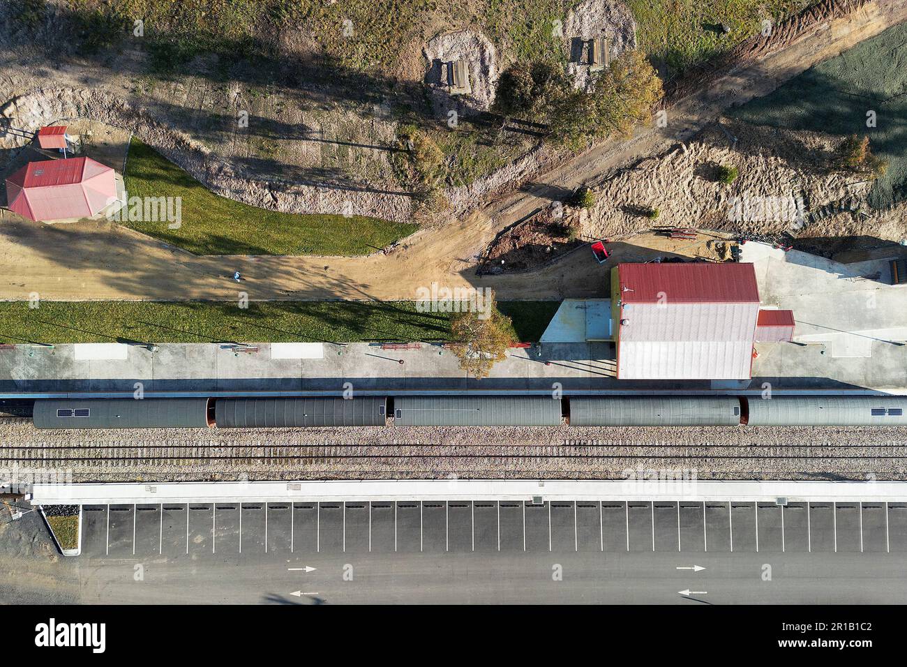 An aerial view of Clarence Station prior to a press conference ...