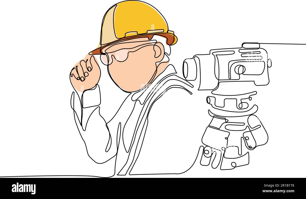 Close up of Caucasian worker with helmet on head using tablet for work ...