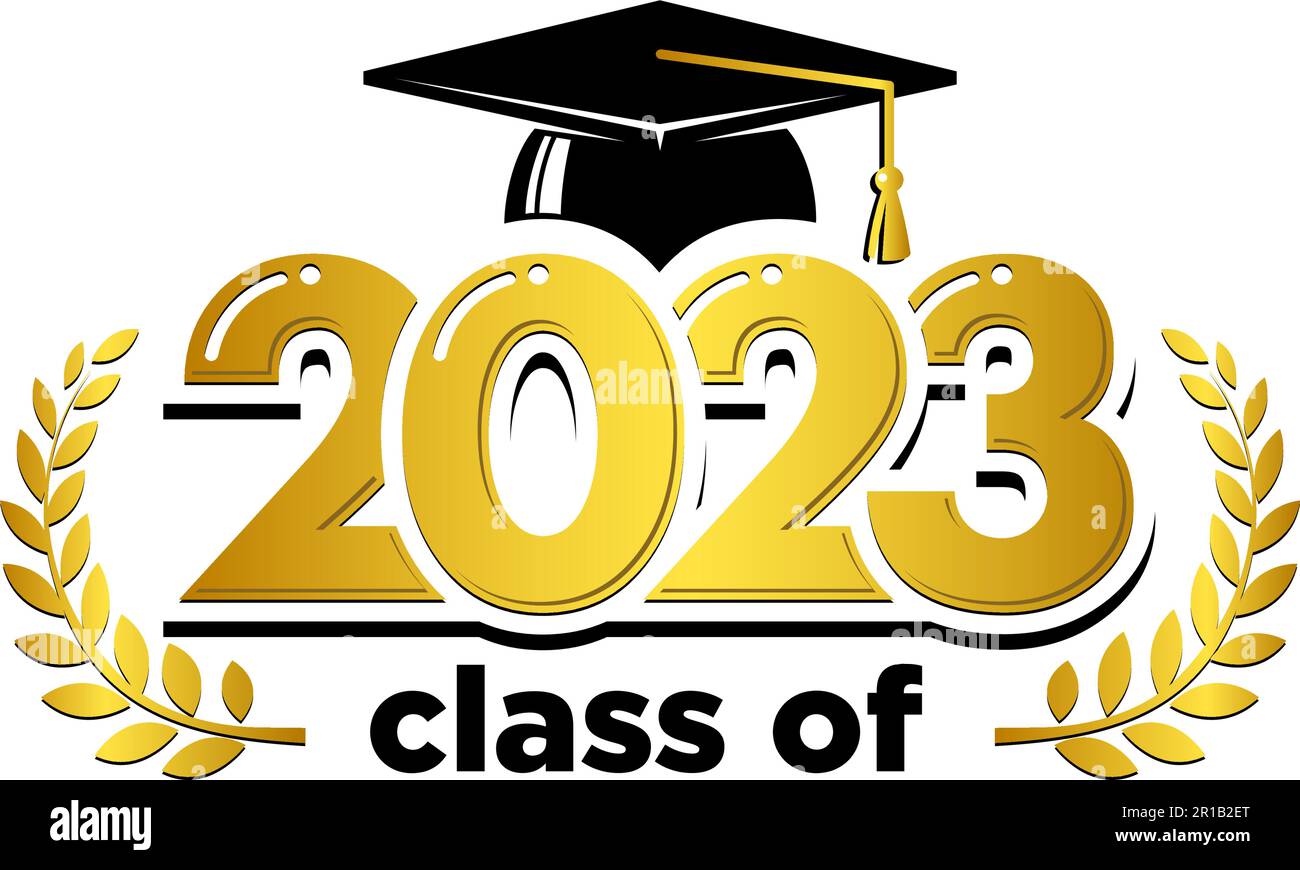 Graduate class template logo with laurel wreath and graduation cap ...