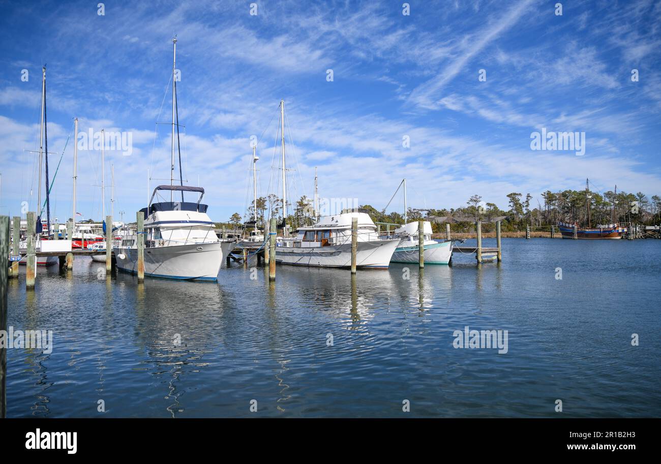 Downtown manteo marina, manteo, NC Stock Photo - Alamy