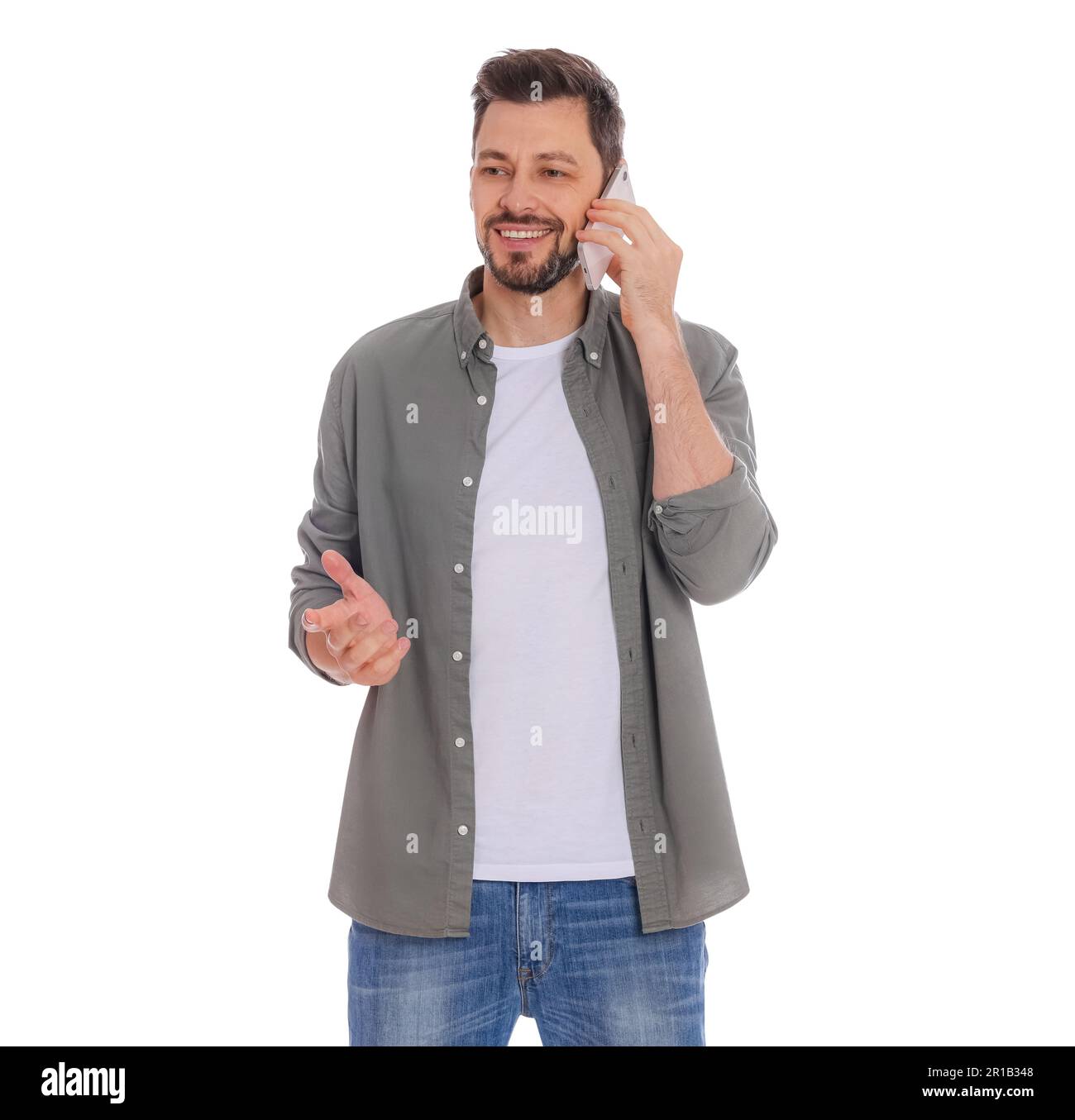 Male entrepreneur talking on smartphone Cut Out Stock Images & Pictures ...