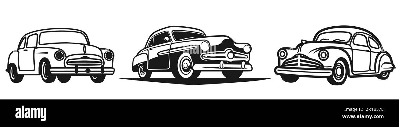 Set of classic muscle car logo, emblems, badges and icons isolated on ...