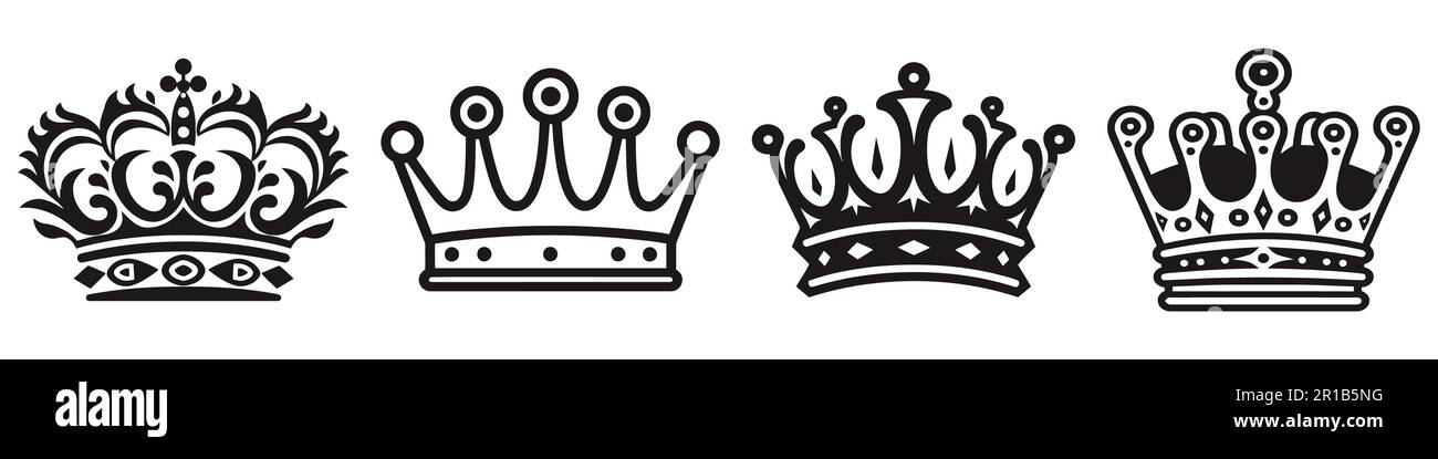 Vector collection of creative king and queen crowns symbols or logo ...