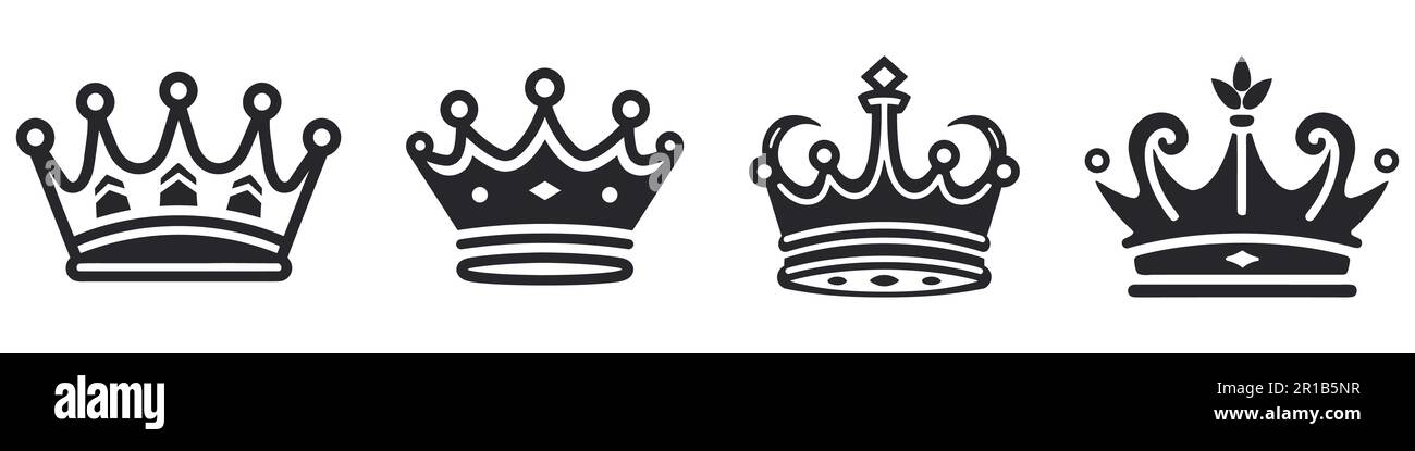 Vector collection of creative king and queen crowns symbols or logo ...