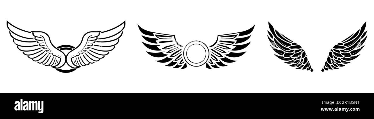 Set of wings icons. Wings badges. Collection wings badges. Vector ...