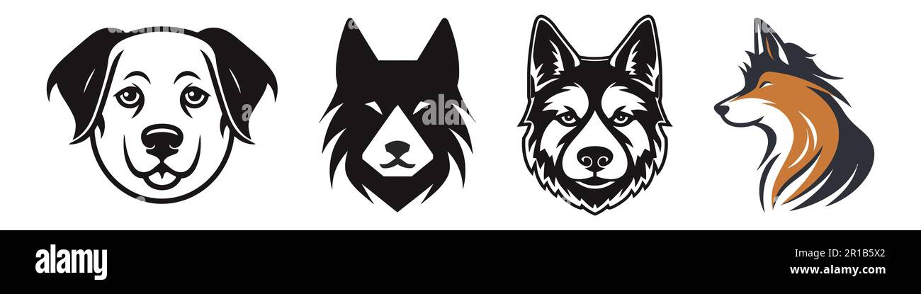 Collection of cute dogs. Dog logo, icon. Vector illustration isolated ...
