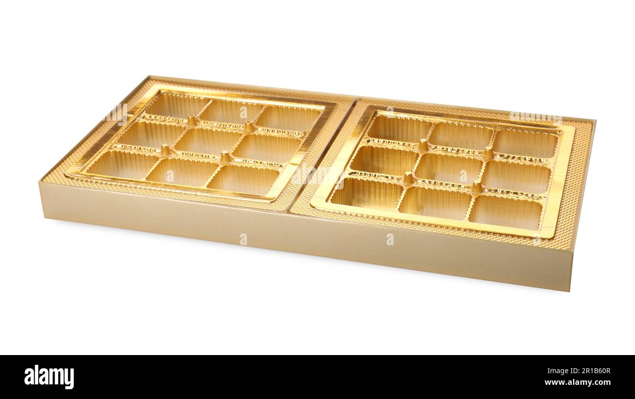 Empty box of chocolate candies isolated on white Stock Photo - Alamy