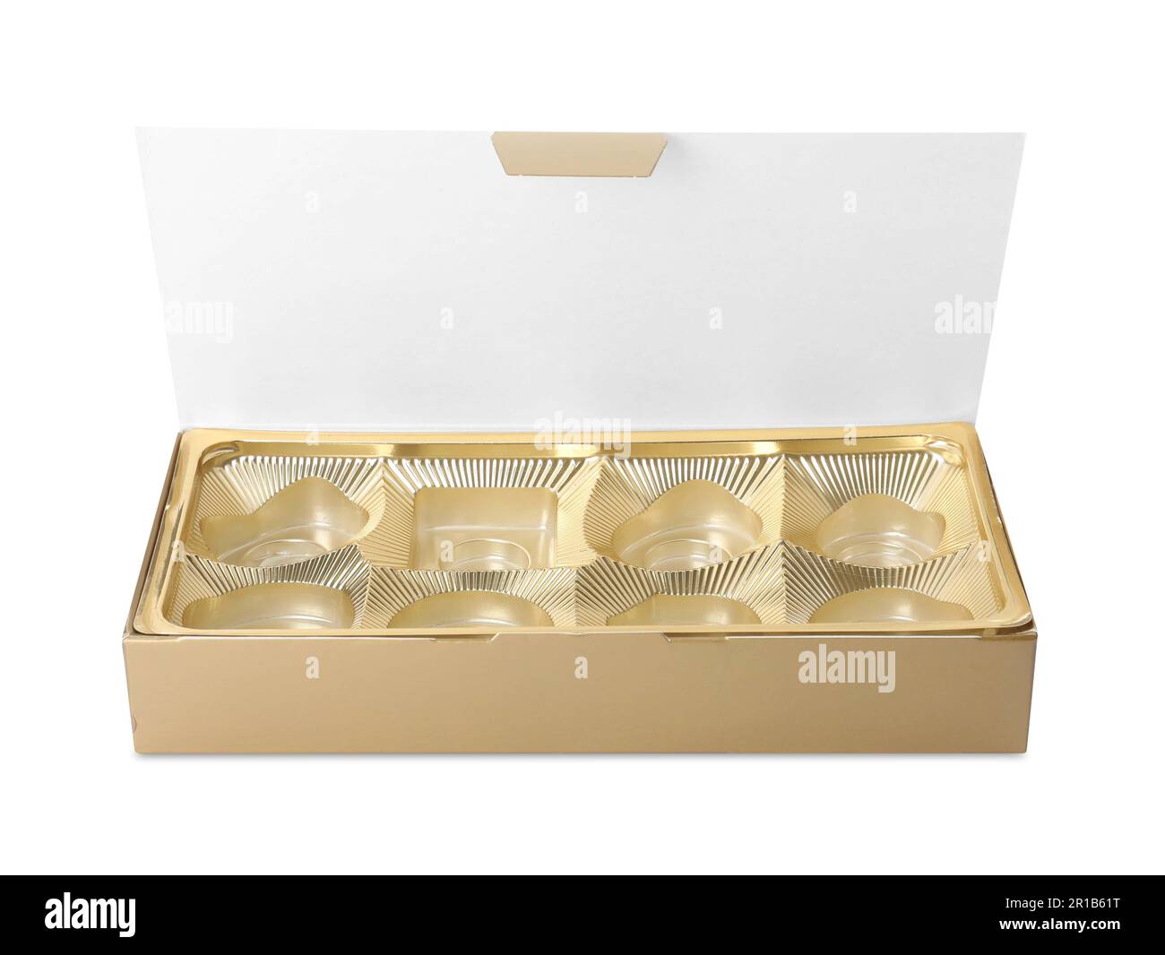 Empty box of chocolate candies isolated on white Stock Photo - Alamy