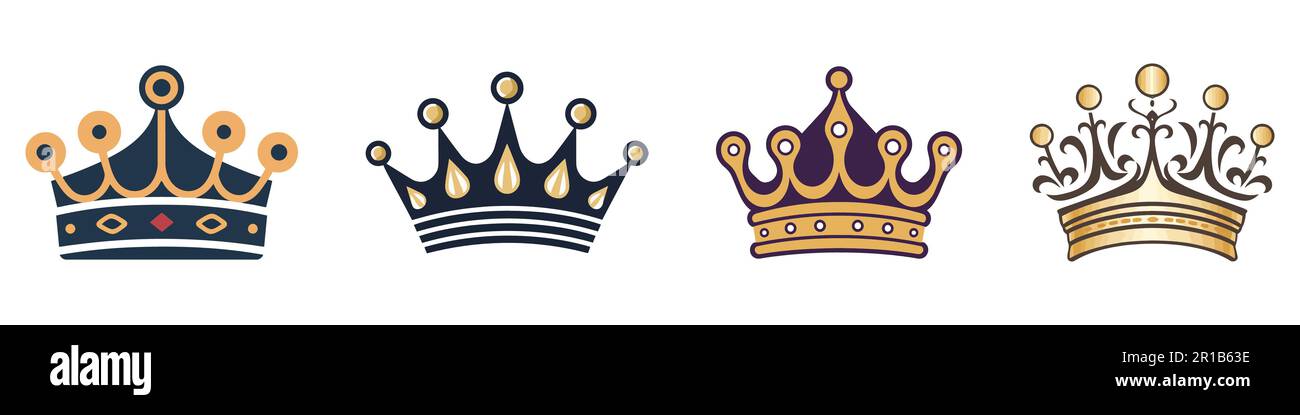 Vector collection of creative king and queen crowns symbols or logo ...