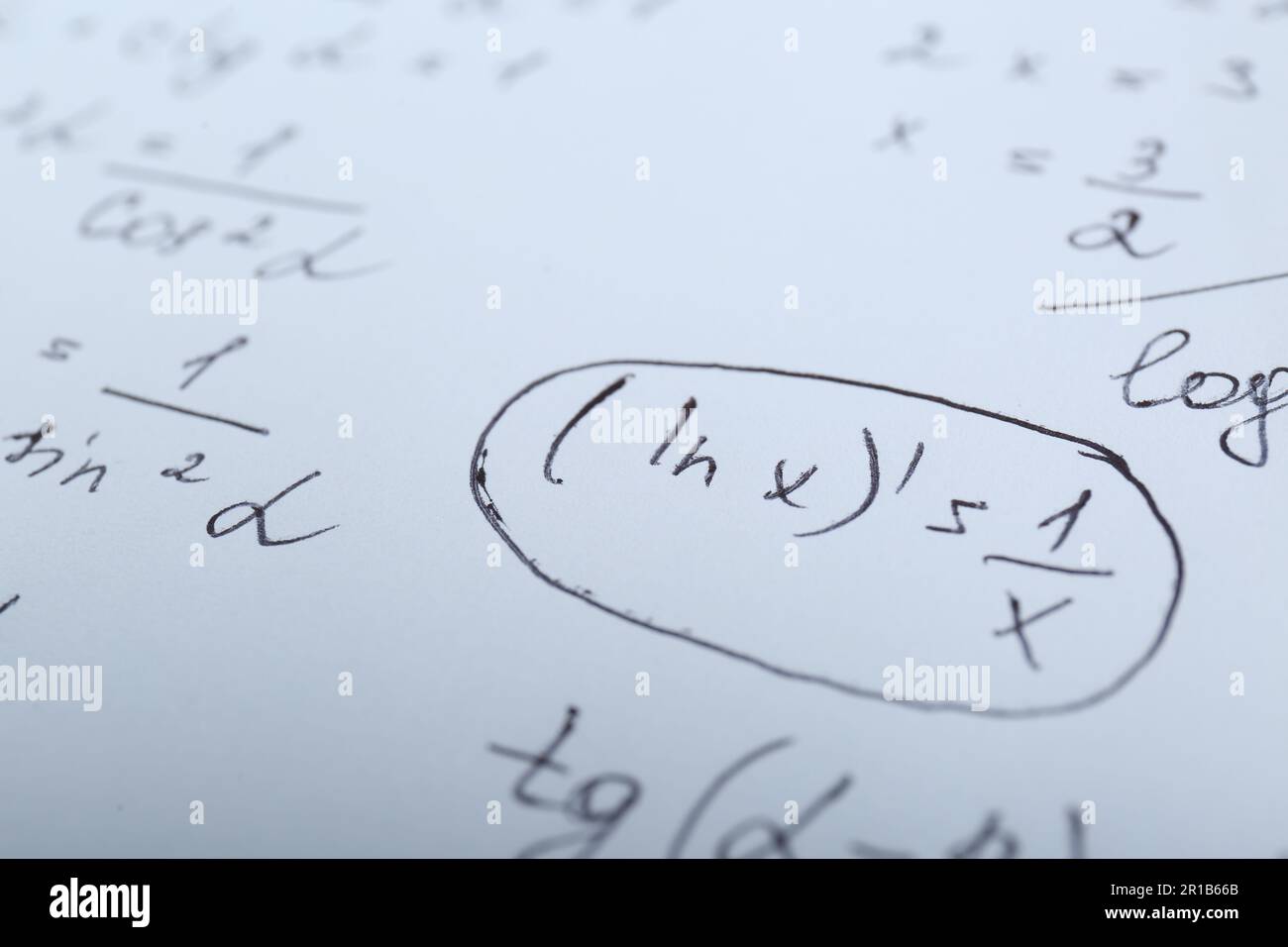 Sheet of paper with different mathematical formulas, closeup Stock ...