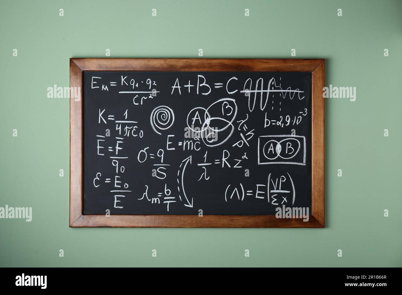 Physical mathematical formulas on blackboard hi-res stock photography ...