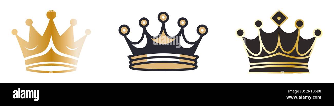 Vector collection of creative king and queen crowns symbols or logo ...