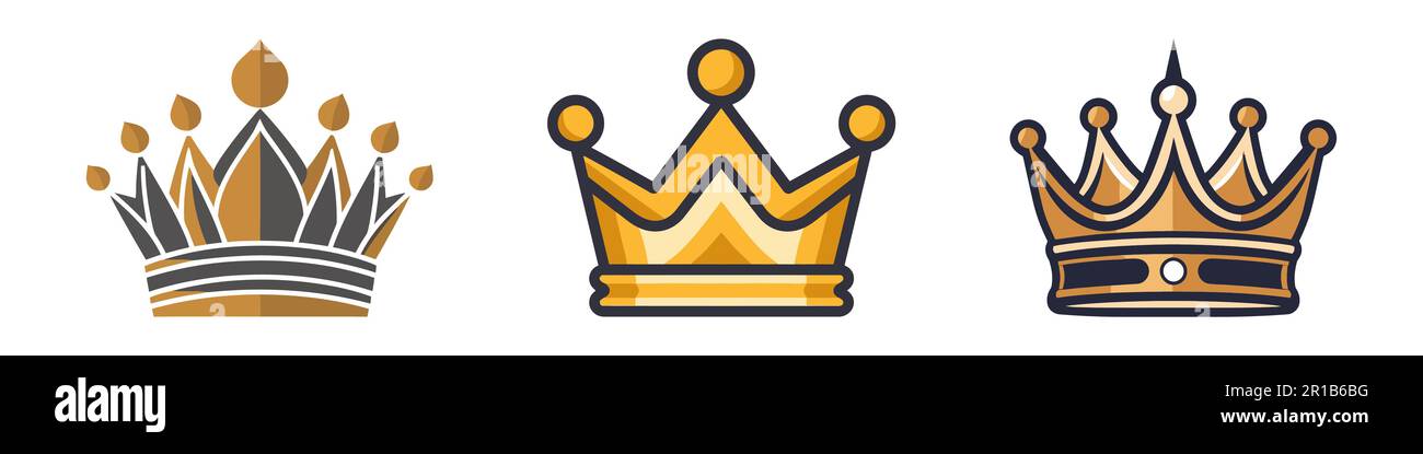 Vector collection of creative king and queen crowns symbols or logo ...