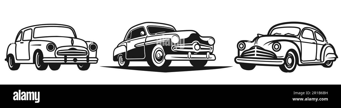 Set of classic muscle car logo, emblems, badges and icons isolated on ...