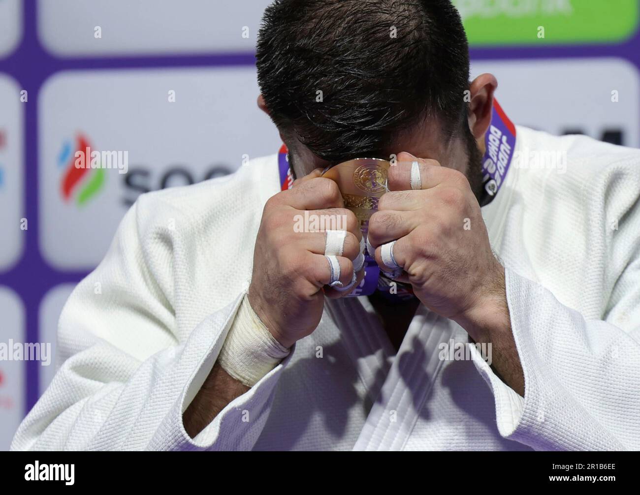 ADAMIAN Arman, the winner, reacts on the podium of Men (male)-100 kg at ...