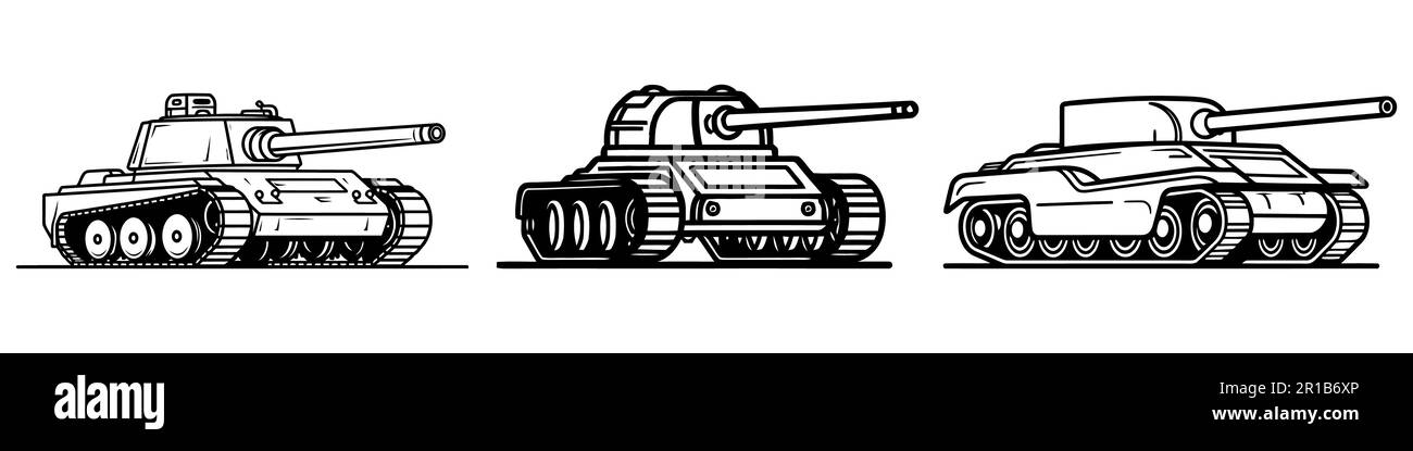 Tank icon set. weapon, war and army symbol. isolated vector image for ...