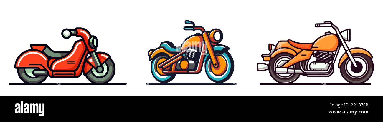 Motorbike set. Motorcycles and scooters. Vector set on white background ...