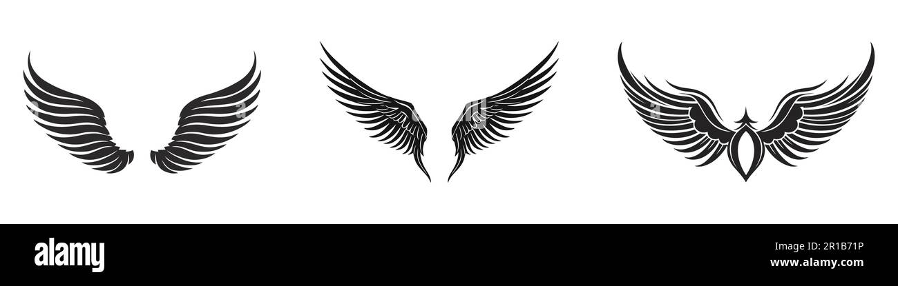 Set of wings icons. Wings badges. Collection wings badges. Vector ...