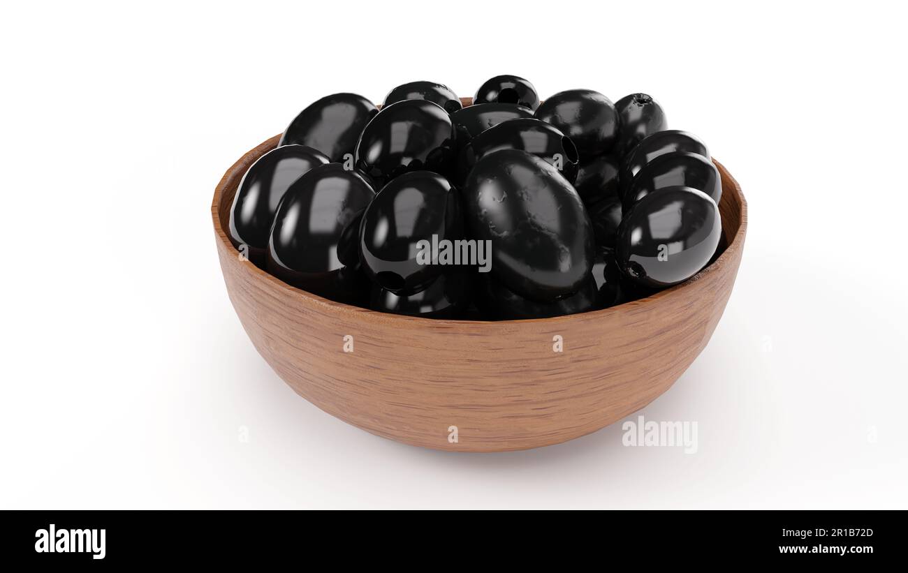 Juicy Olives in a Modern Wooden Bowl - Perfect 3D Render for Creative ...