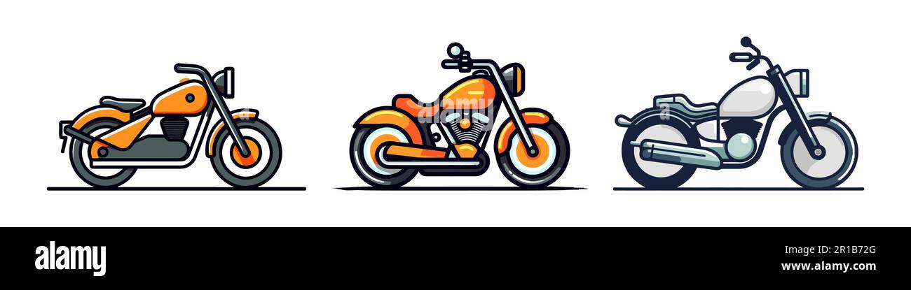 Motorbike set. Motorcycles and scooters. Vector set on white background ...
