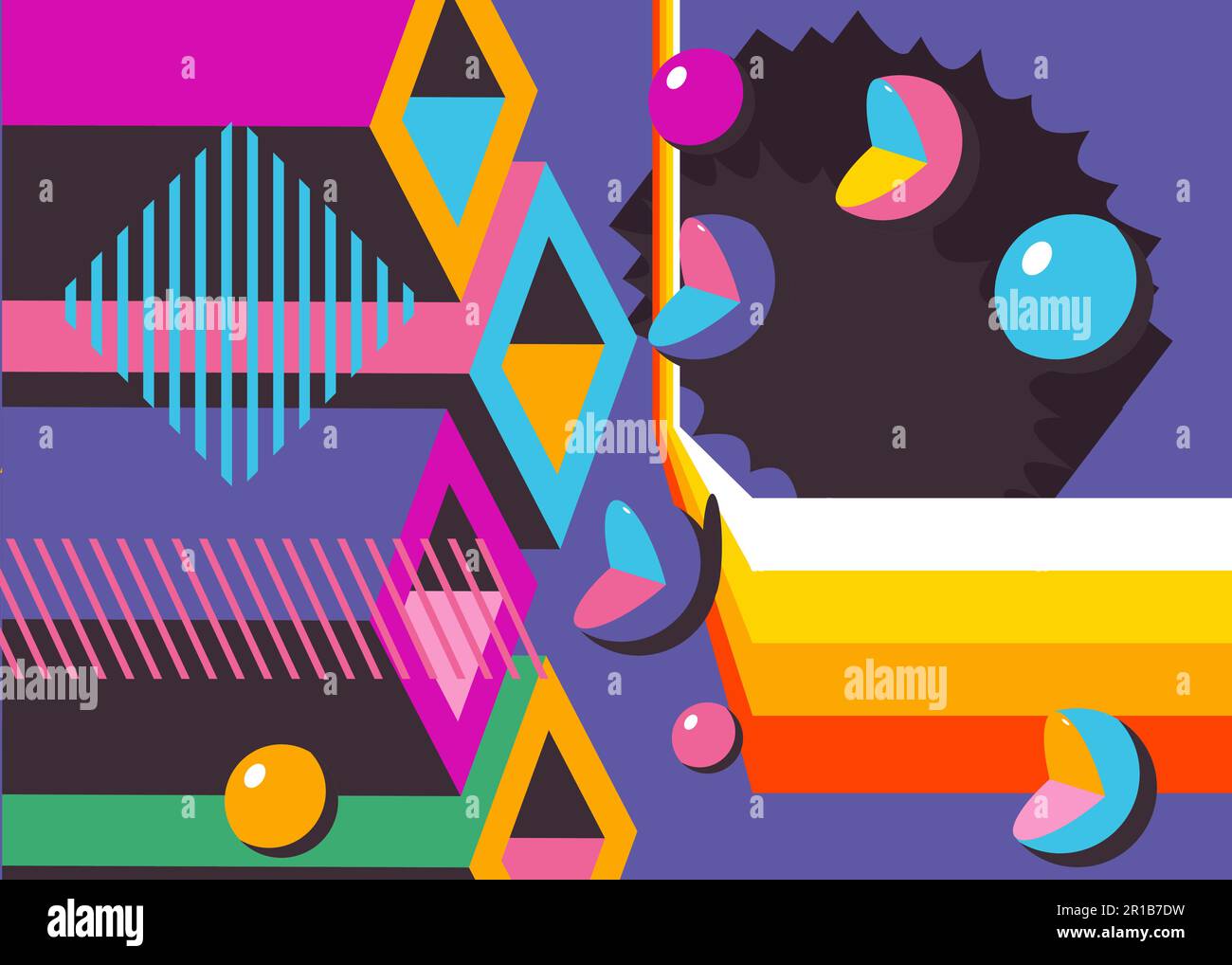 Abstract psychodelic background with geometric shapes. Retro banner and ...