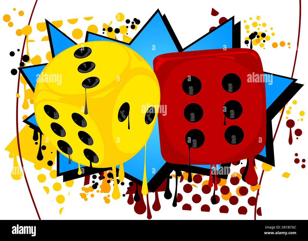 Dice painted as Graffiti. Abstract modern street art decoration, luck ...