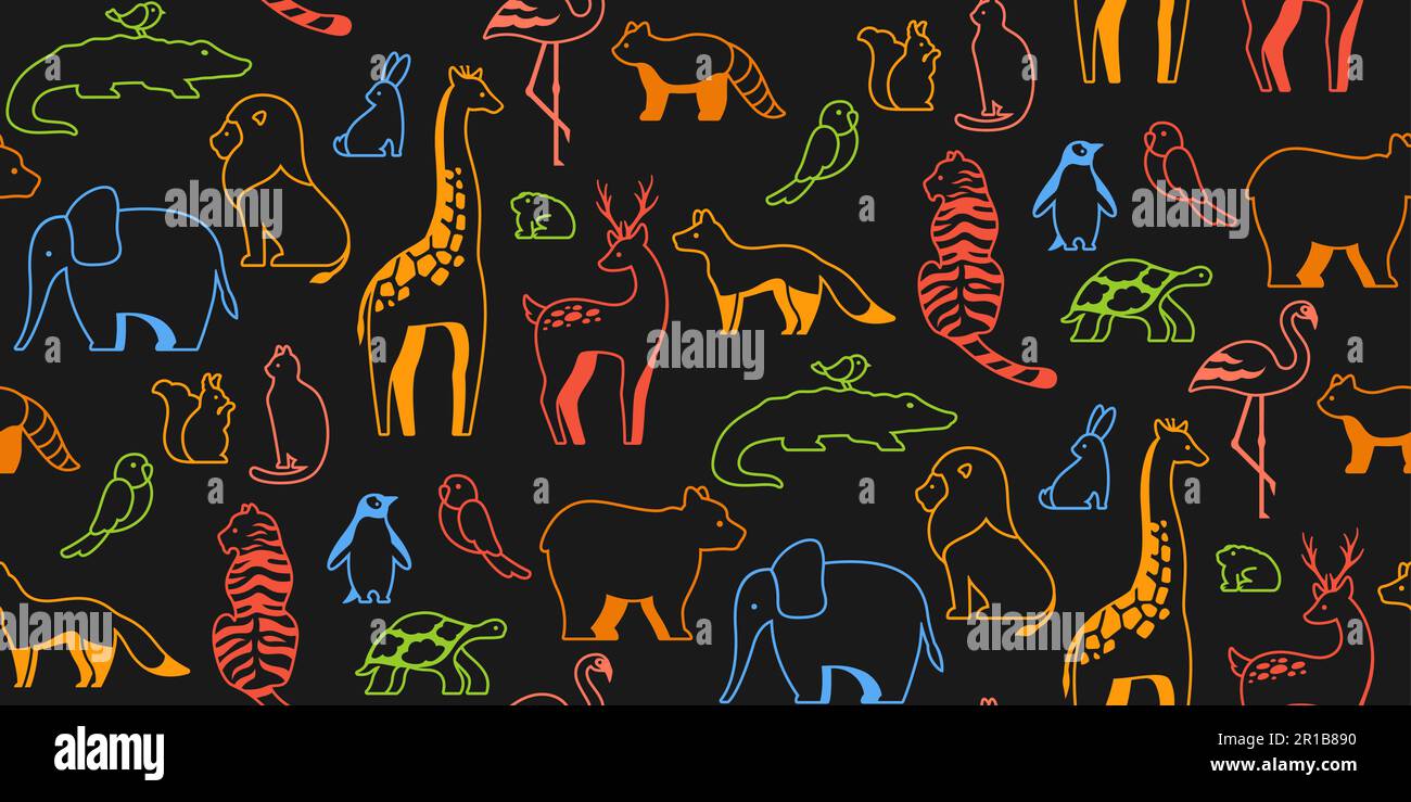 Animal childish abstract seamless pattern. Endless print with parrot ...