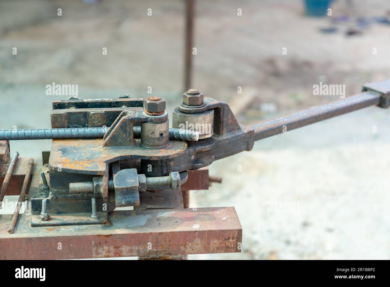 Close up bending metal rod at construction site Stock Photo - Alamy