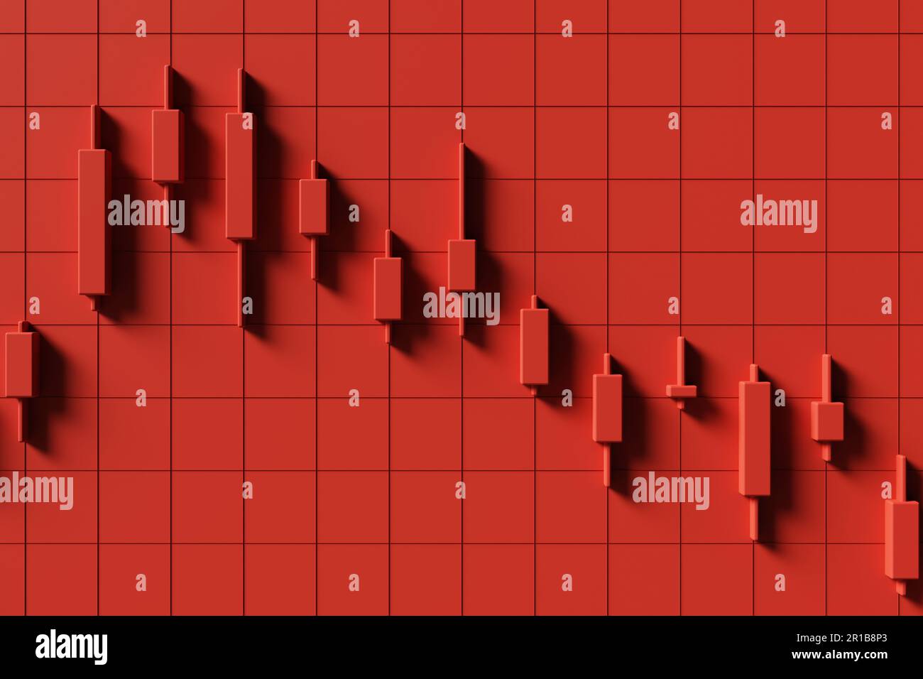 Stock candlestick background image with a solid red color to represent ...