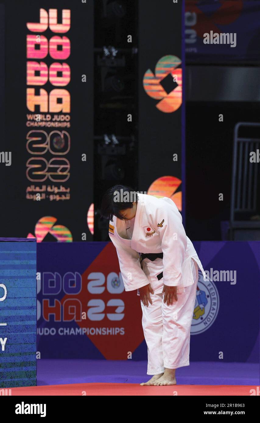 Japan's Shori Hamada bows after being beaten by Alice Bellandi of Italy ...
